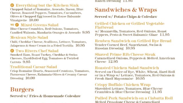 Menu – Two Rivers Grille